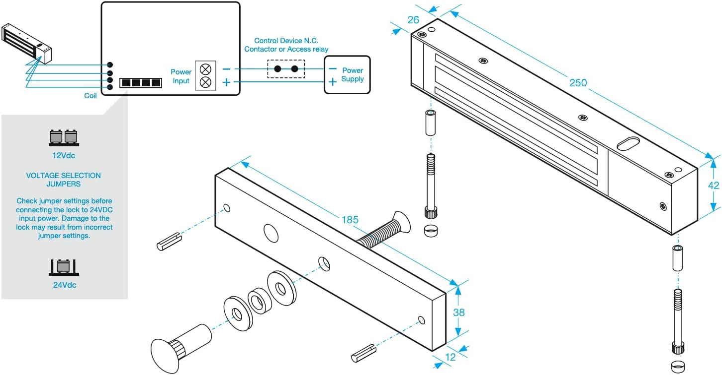 Slimline Magnetic Door lock Maglocks Single Access Control & Automatic ...